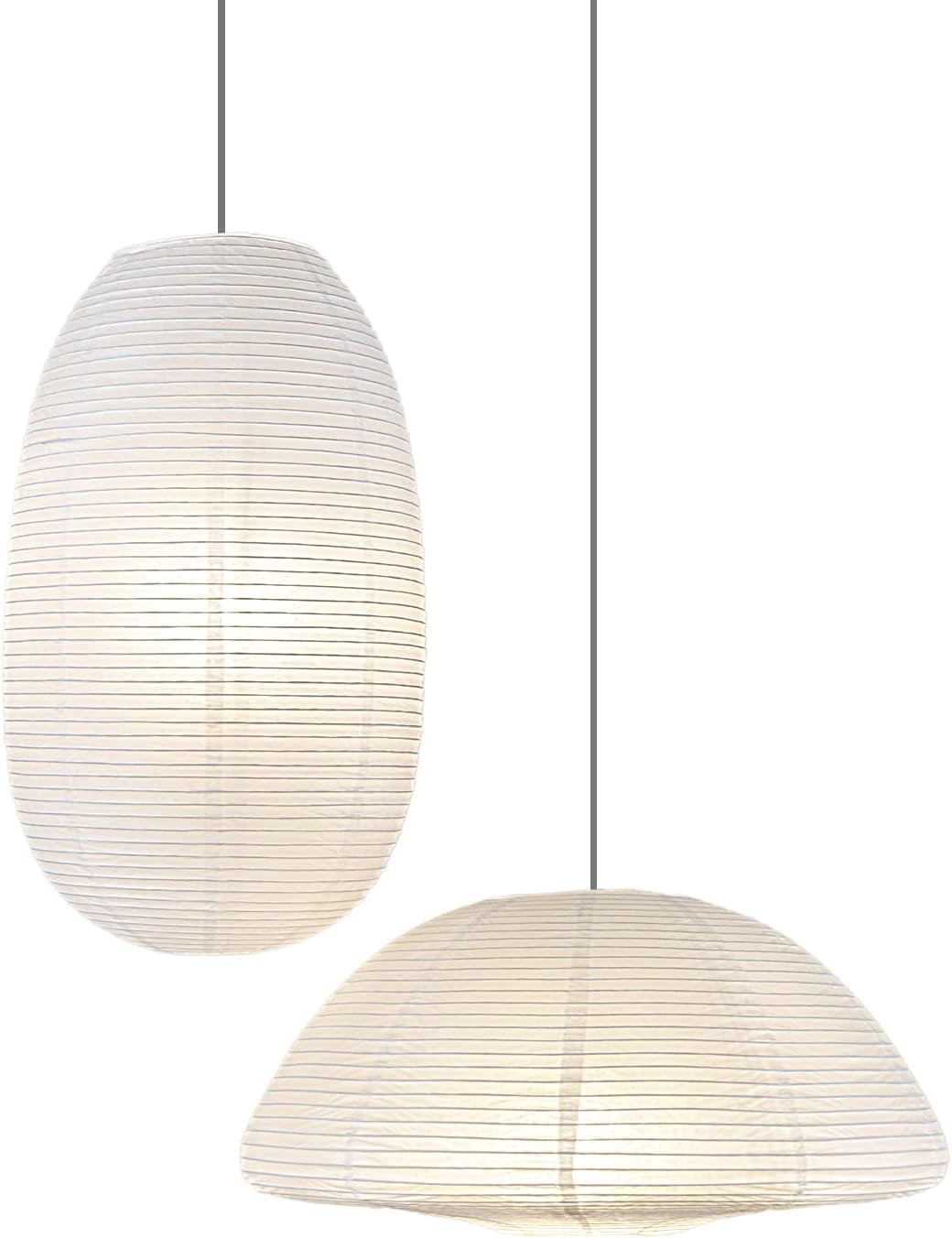 White Paper Lanterns 19+21inch 2PCS Large Rice Paper Lamp Shade Hanging ...