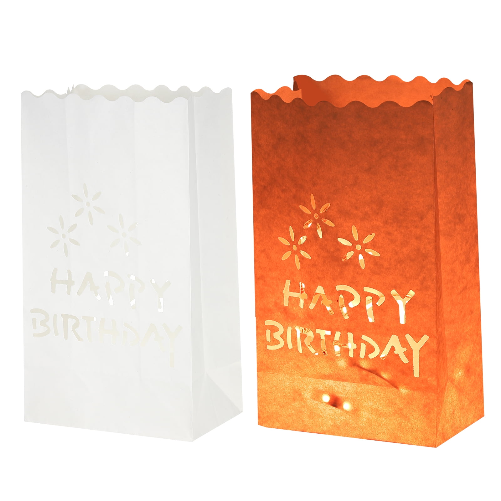 White Paper Luminary Bags, 10 Pcs Birthday Flame Resistant Lantern ...