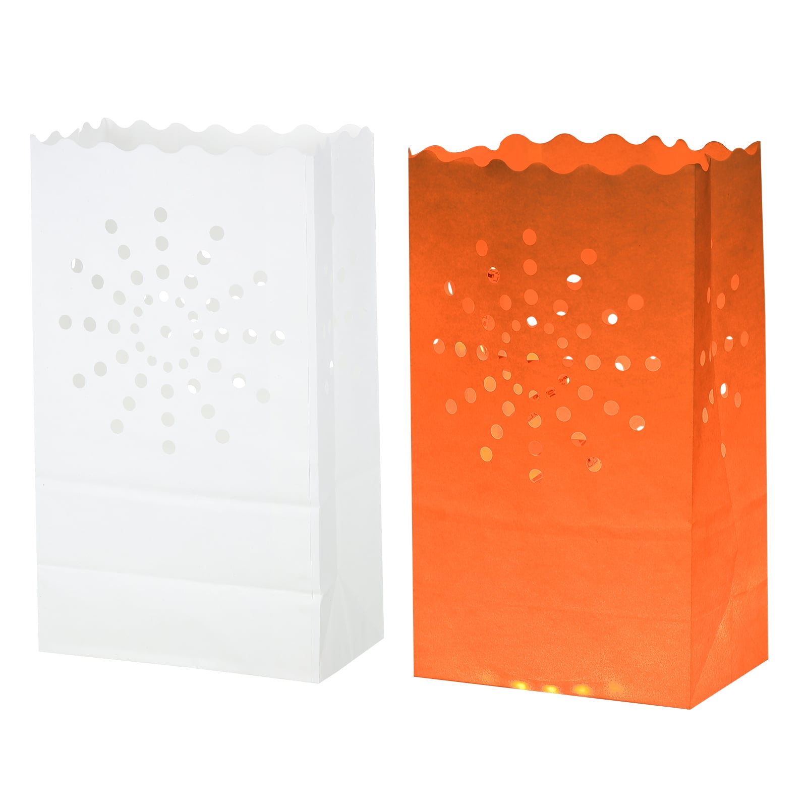 White Paper Luminary Bags, 10 Pcs Sun Shape Flame Resistant Lantern ...