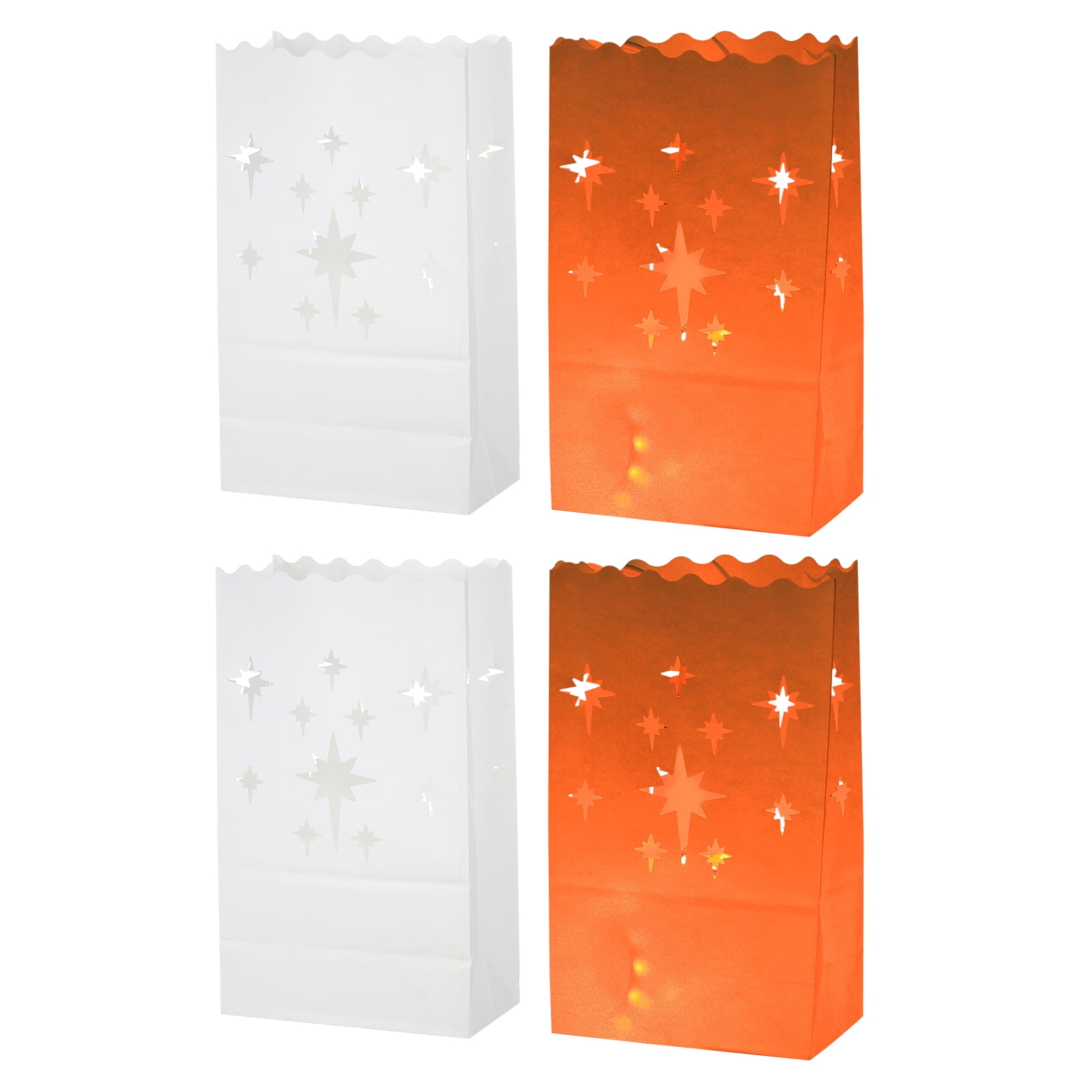 White Paper Luminary Bags, 20 Pcs Stars Shape Flame Resistant Lantern ...