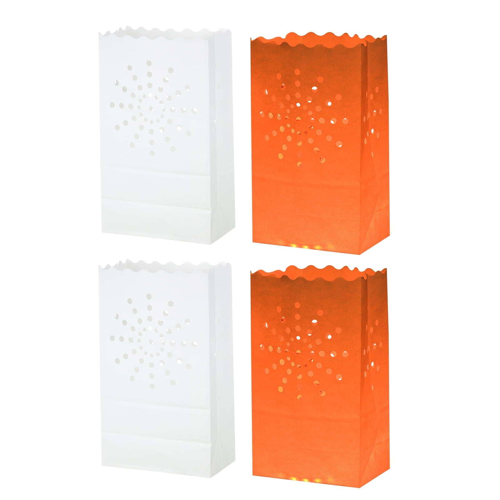 White Paper Luminary Bags, 20 Pcs Sun Shape Flame Resistant Lantern ...