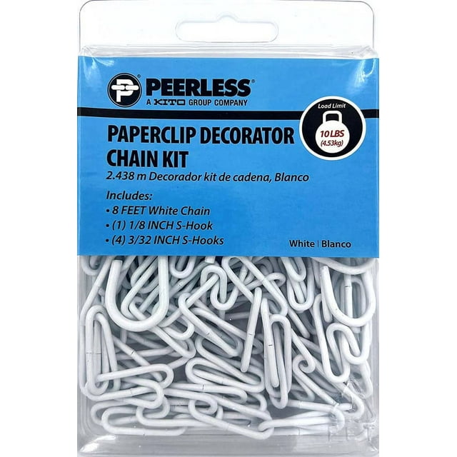 White Paperclip Decorator Chain Kit with S-hooks, Peerless Chain ...