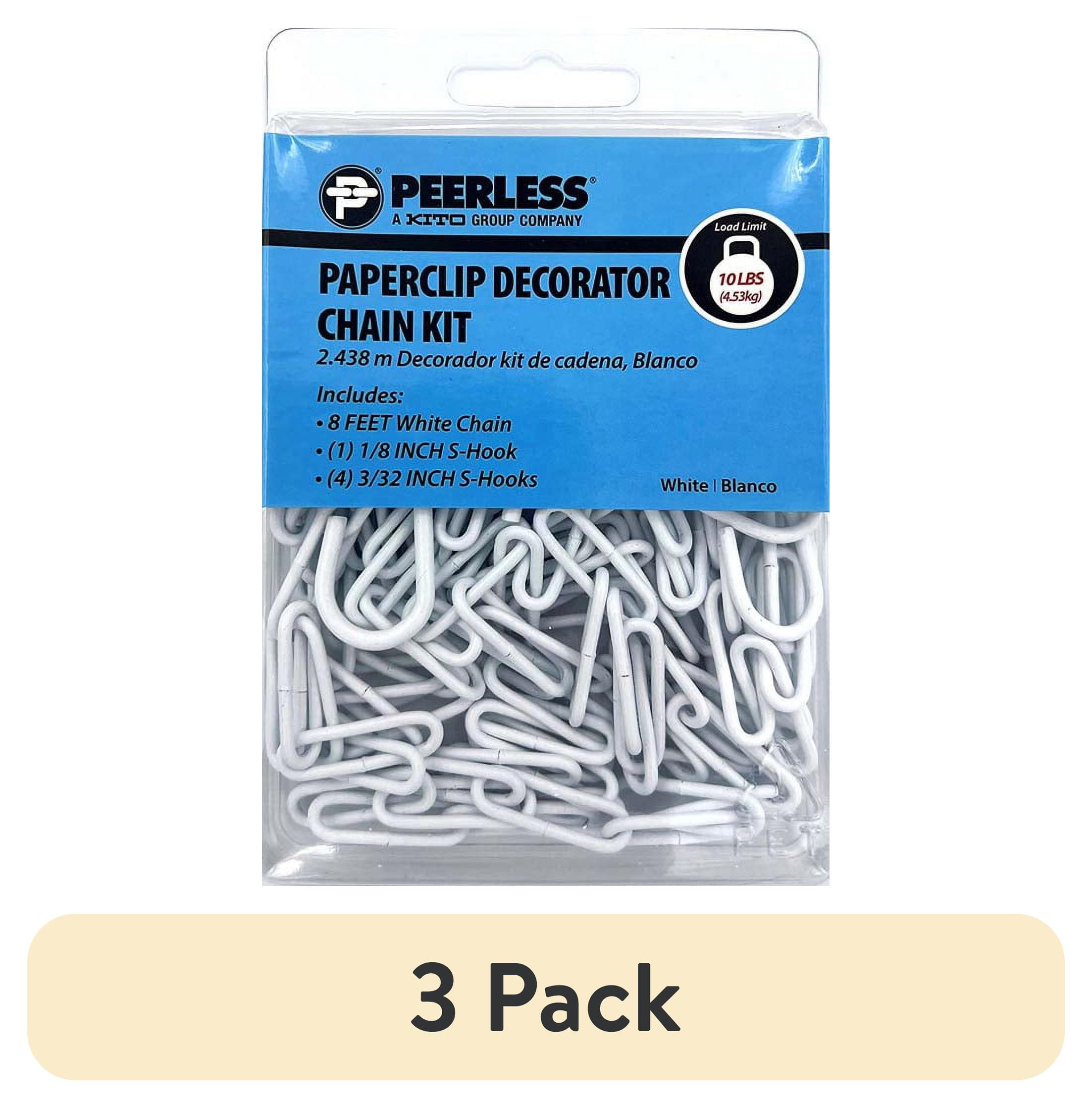 (3 pack) White Paperclip Decorator Chain Kit with S-hooks, Peerless ...