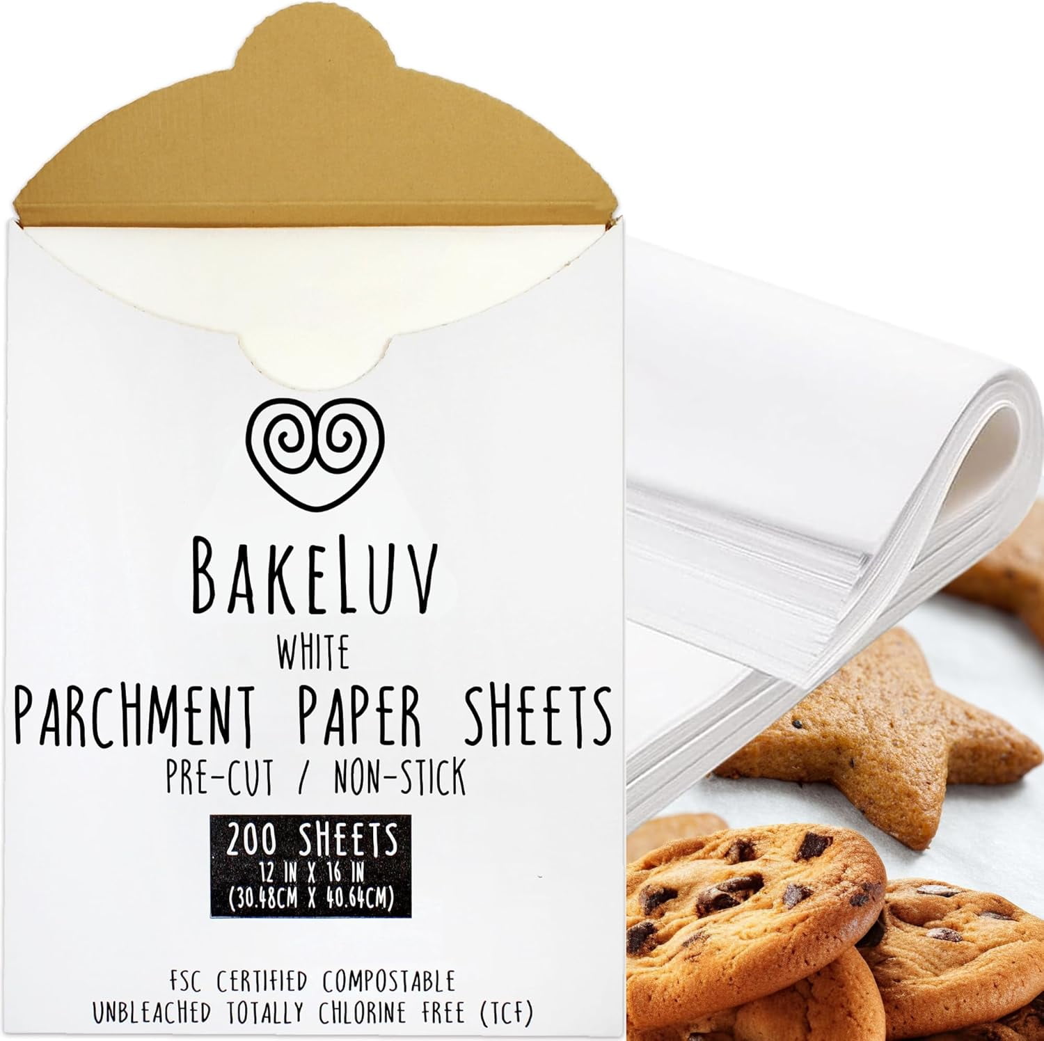 White Parchment Paper Sheets 12x16” | 200 Pcs Non-Stick Precut for ...