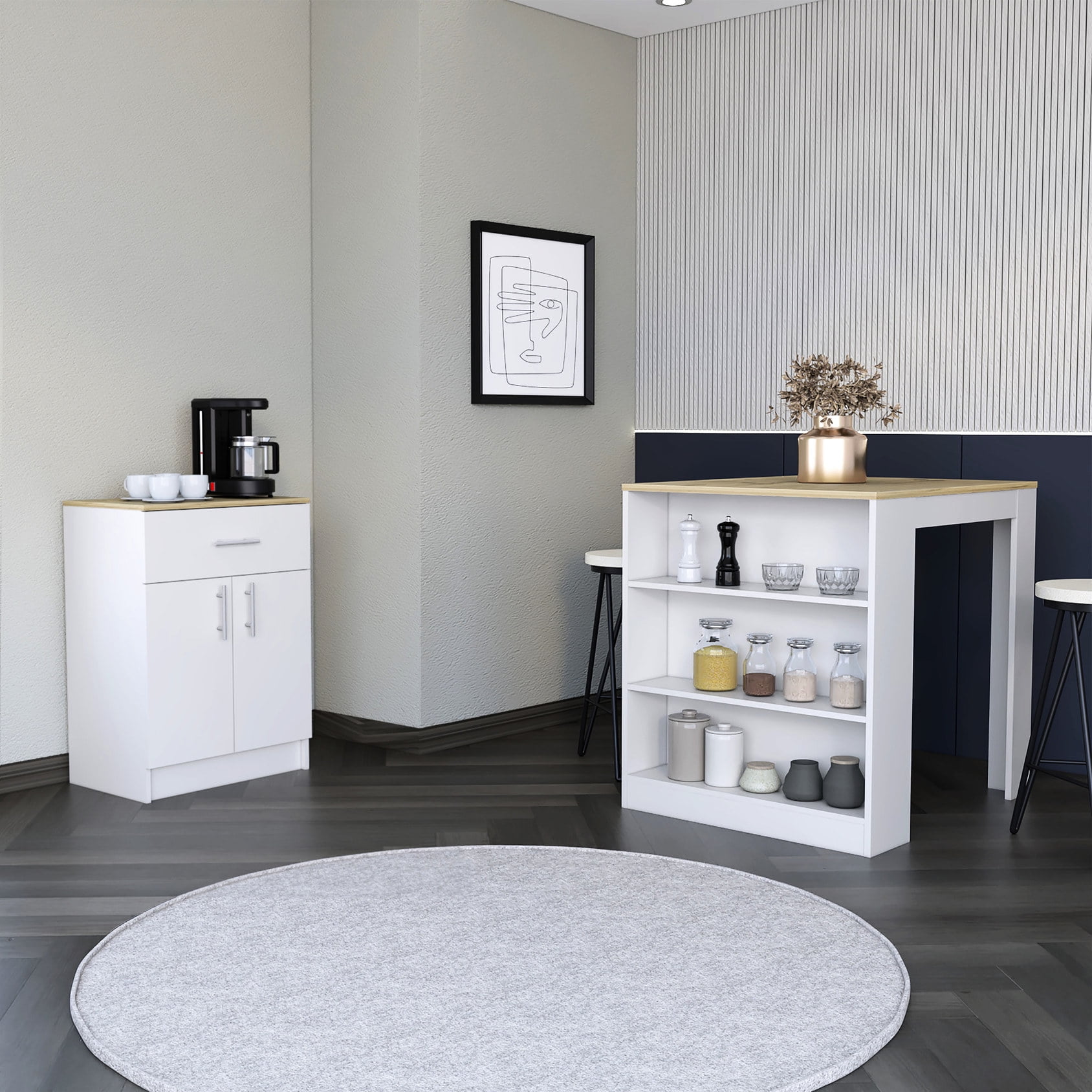 White Particle Board Kitchen Set | Ideal for Kitchen Island and Storage ...