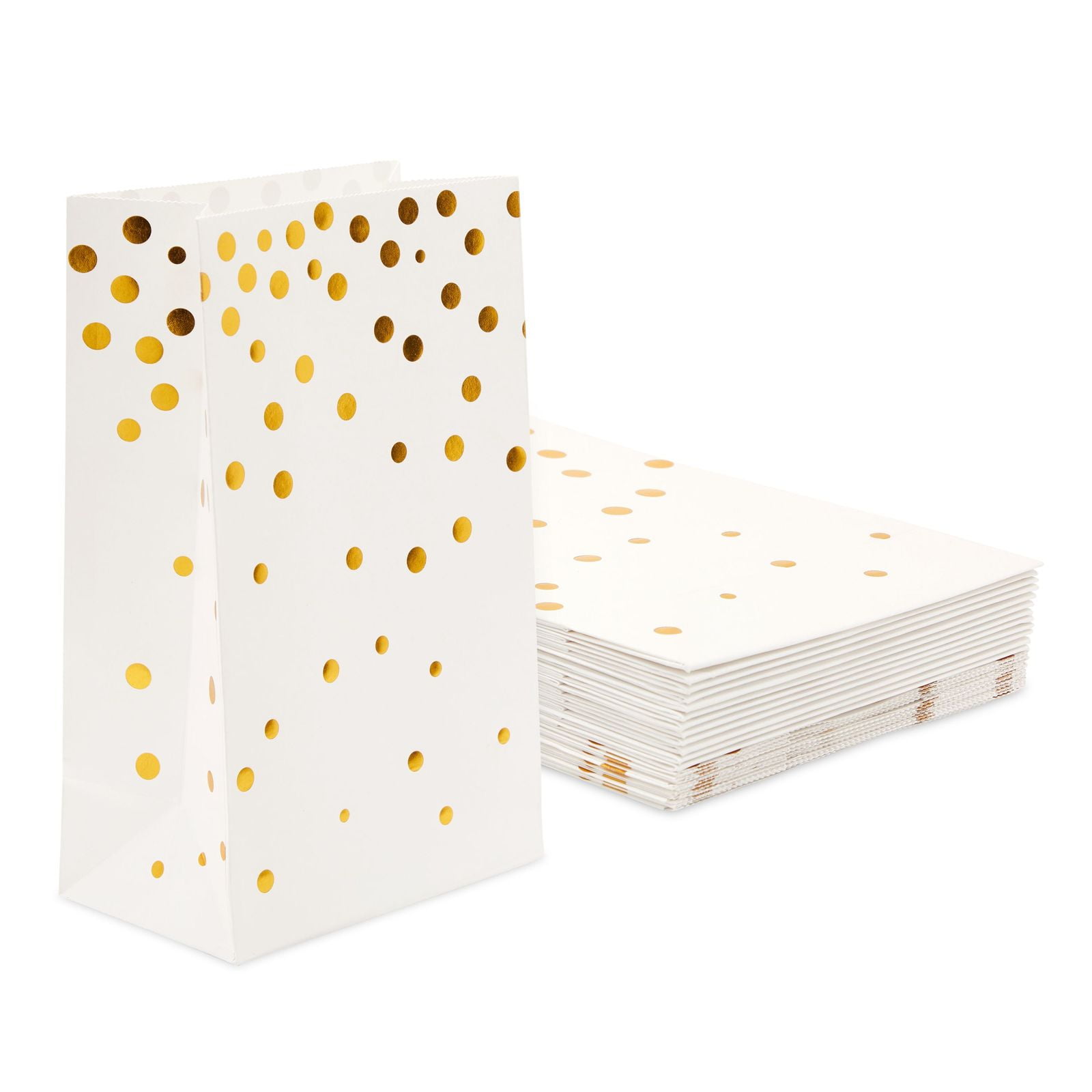 Walmart White Goodie Gift Bags for Parties, Small Size, Gold Foil Dots ...
