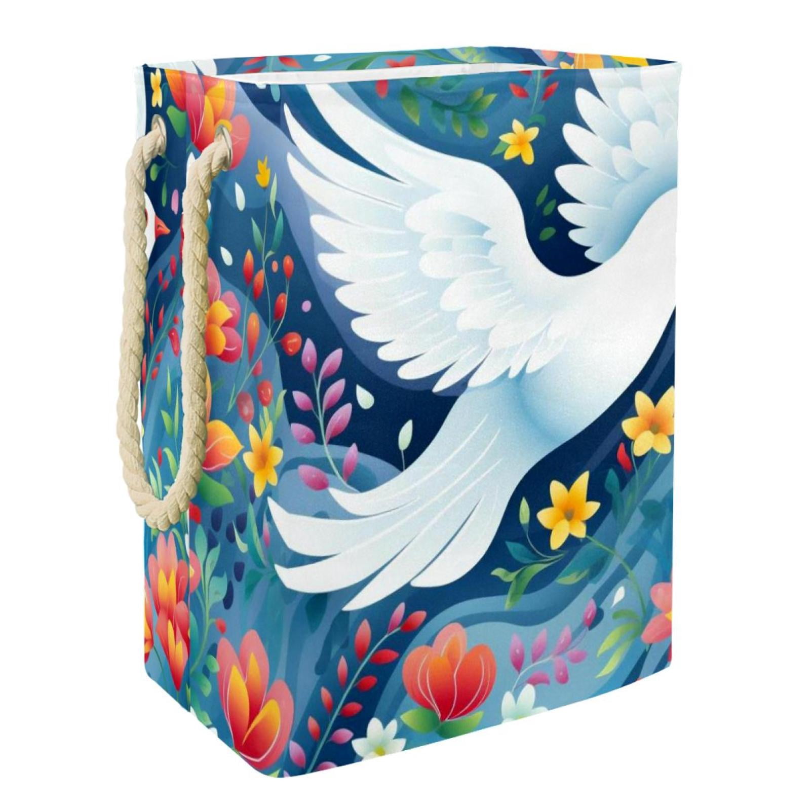 White Peace Dove Laundry Hamper, Collapsible Laundry Baskets Firm ...