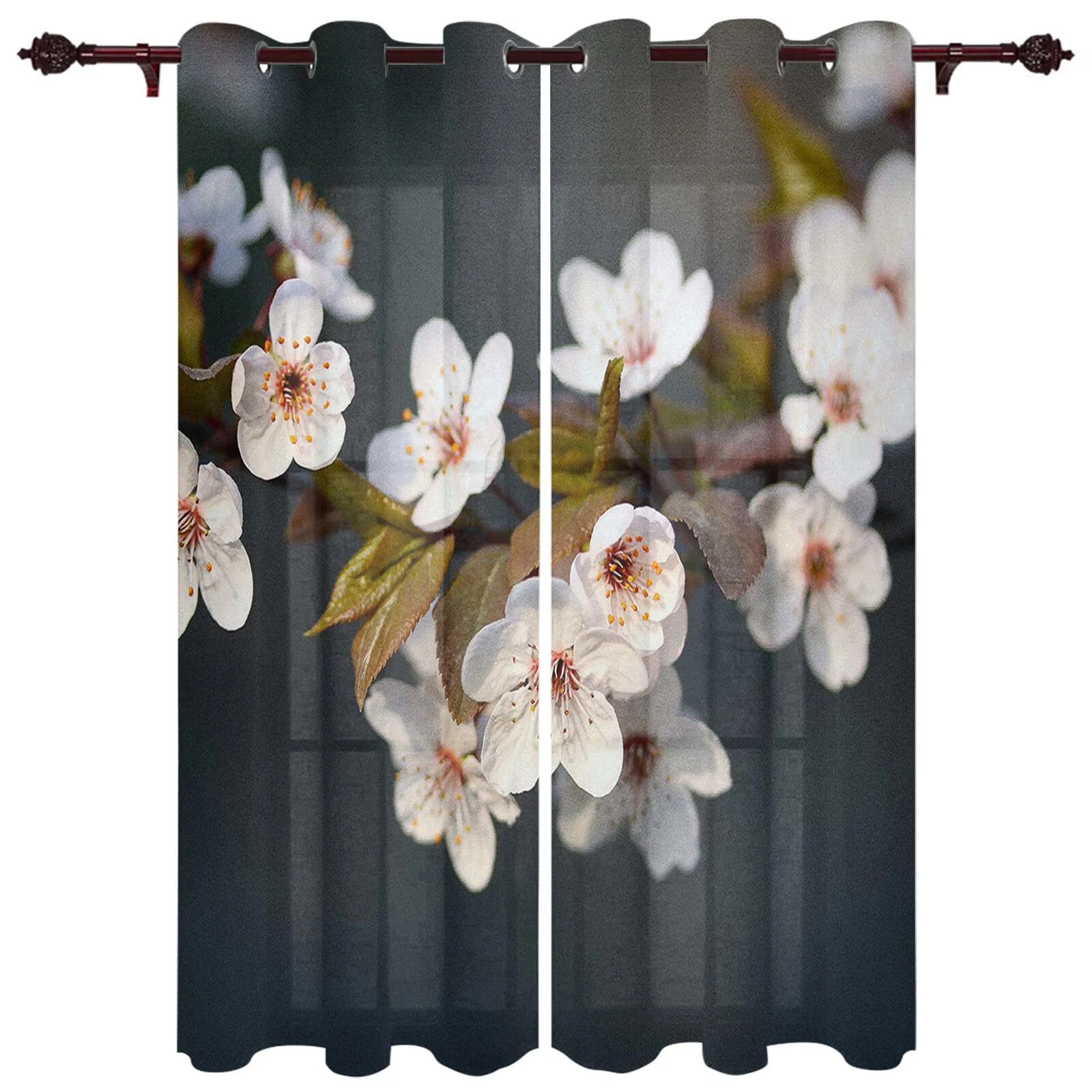 White Peach Blossom Kitchen Curtain Kids Bedroom Living Room Balcony ...