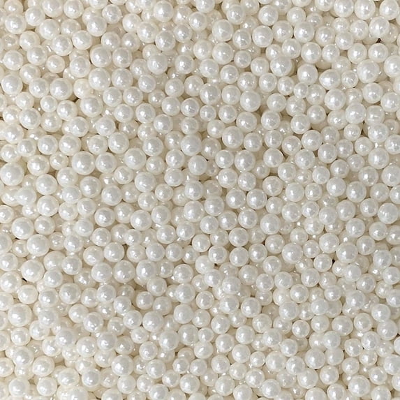 Krazy Sprinkles - Edible White Pearl 4mm Beads - Refined Cake Decor, 1/ ...