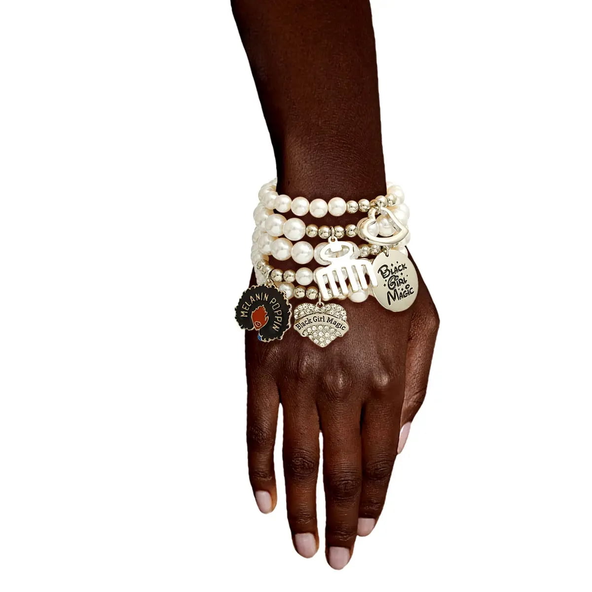 White Pearl Black Girl Magic Charm Bracelets - Walmart.com