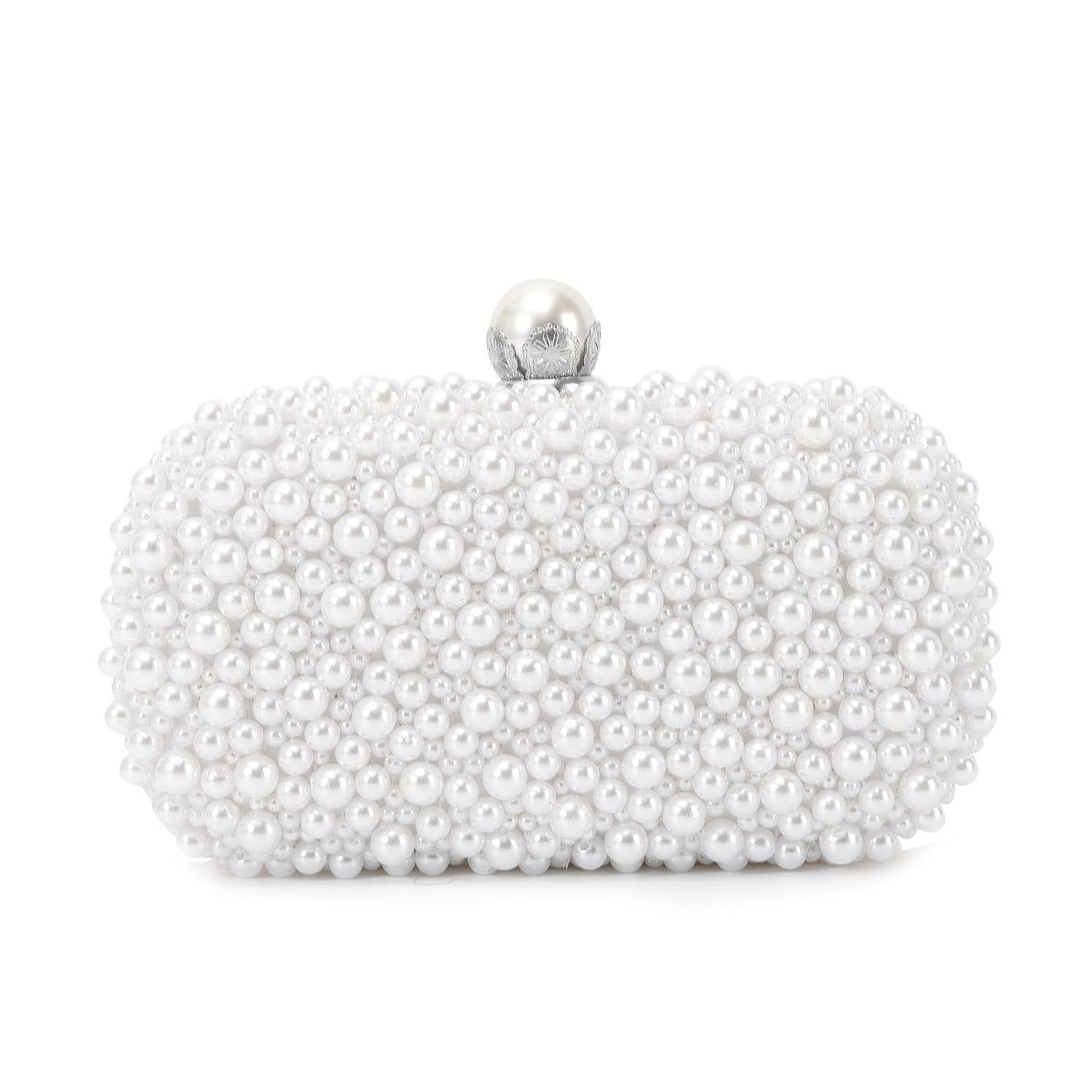 White Pearl Clutch Purses for Women Beaded Clutch Bag Formal Wedding ...
