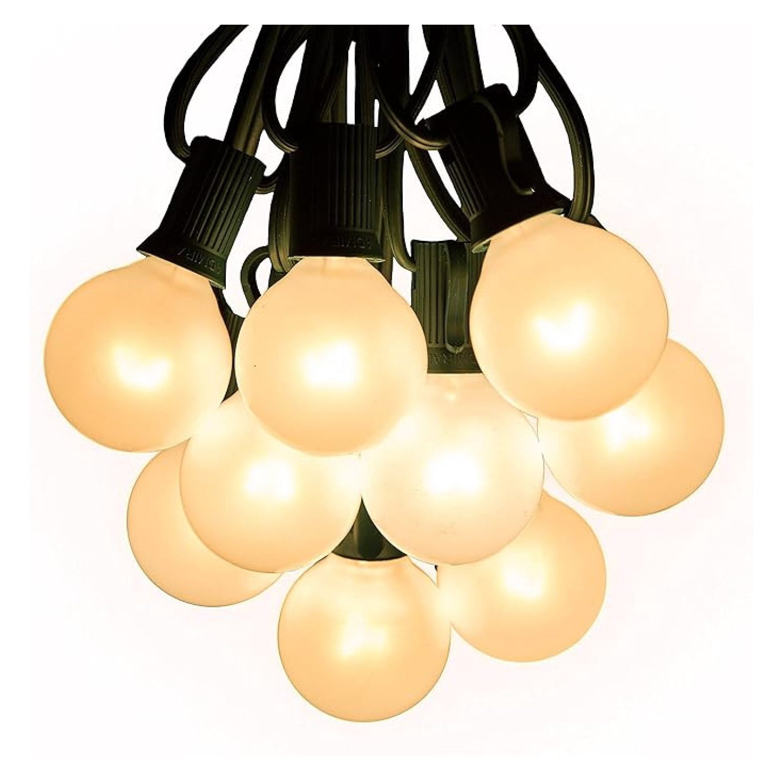White Pearl Outdoor Patio Globe String Lights (50 Foot 50 Socket, G40 ...