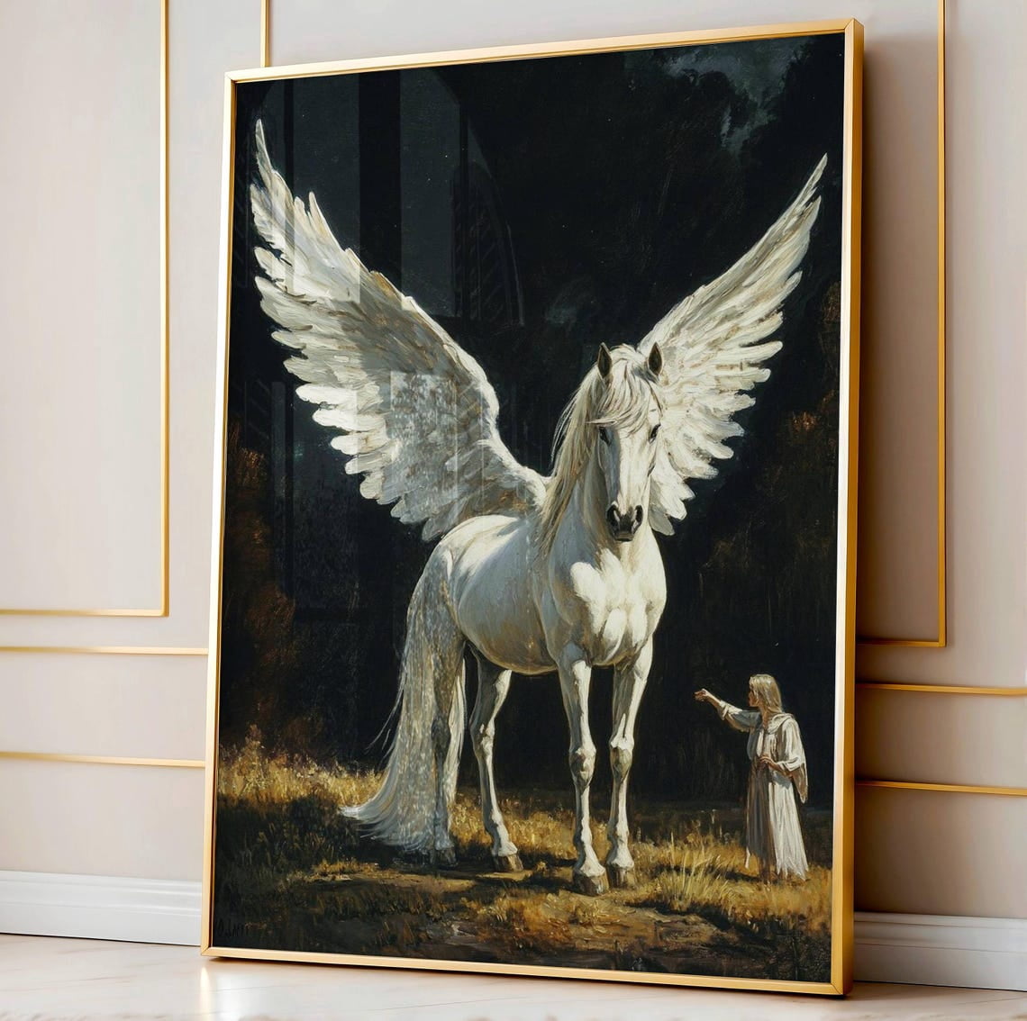 White Pegasus Print, Dark Academia Art, Gothic Mythology Wall Decor ...