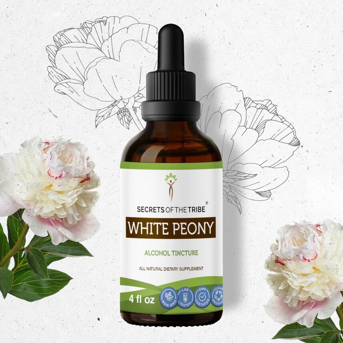 Secrets Of The Tribe White Peony Tincture Dietary Supplement, Natural ...