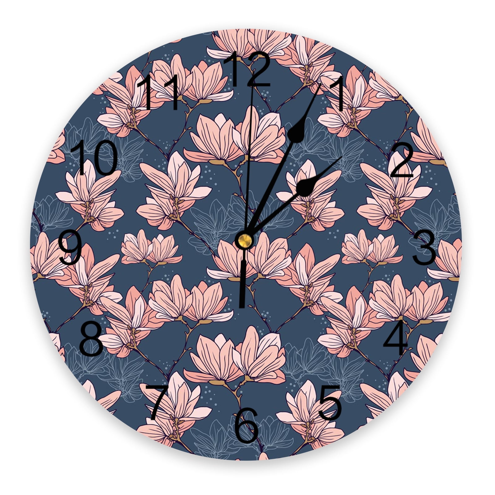 White Phalaenopsis Silent Decorative Wall Clock Digital Clock Operated ...