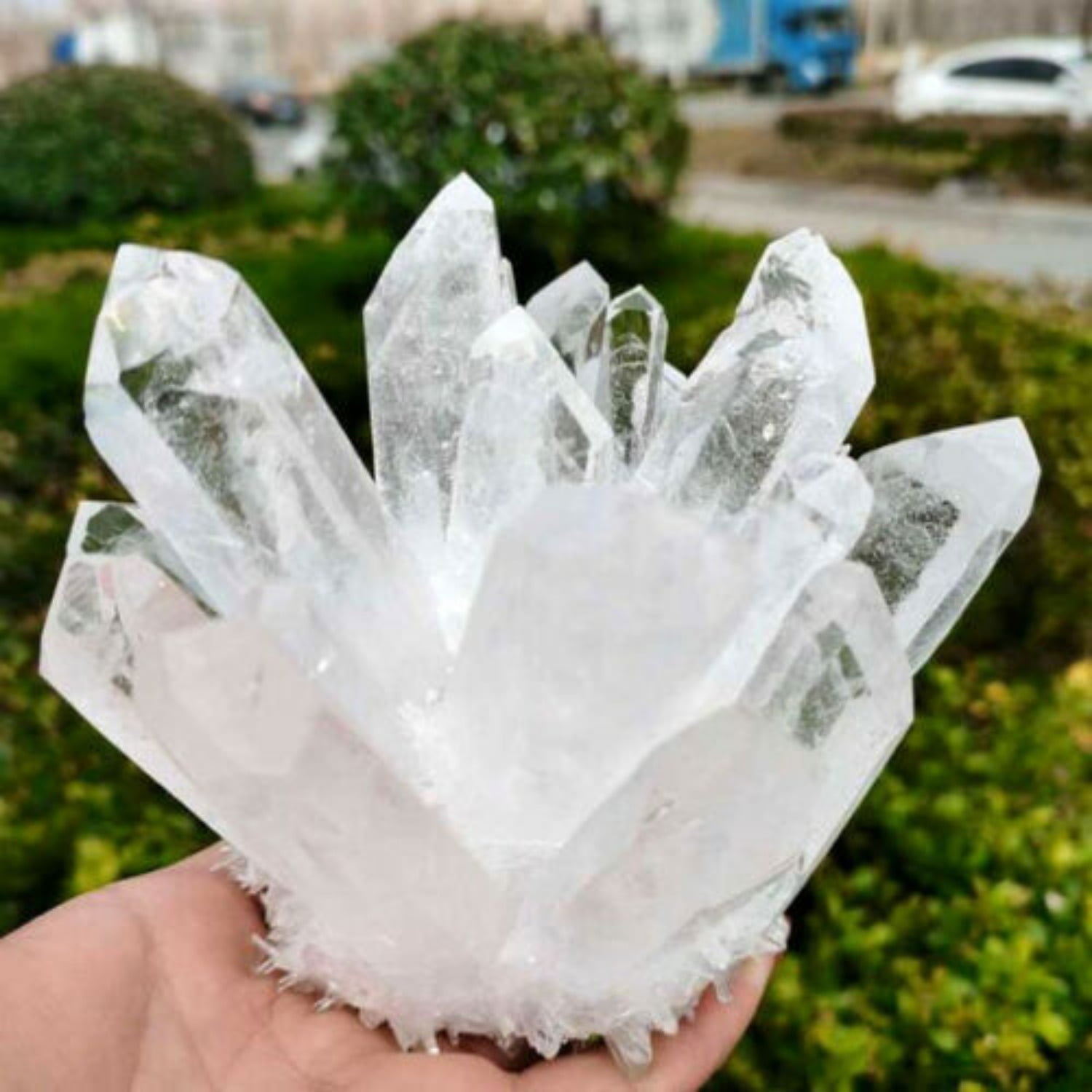 White Phantom Transparent Quartz Crystal Cluster Mineral Sample Repair ...