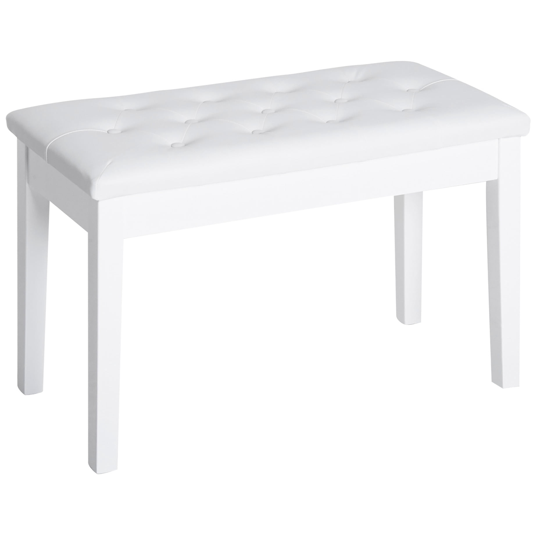 White Piano Chair With Faux Leather Padding And Firm Wooden Support For ...