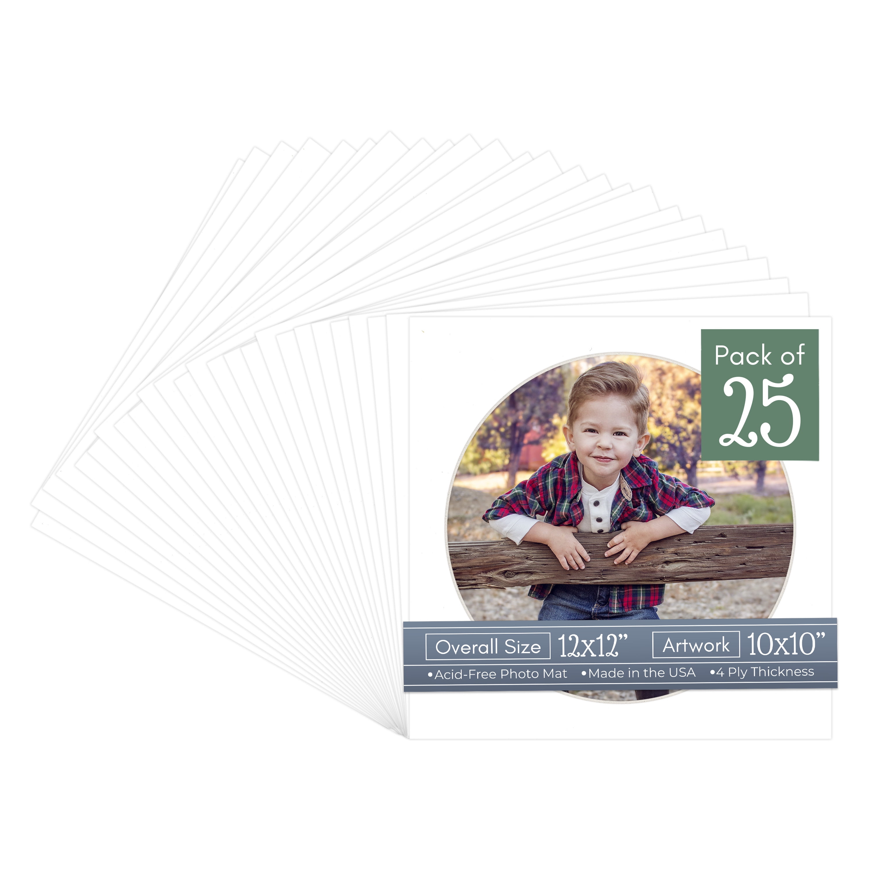 White Picture Frame Mat for 12x12 Frames - Circle Opening for 10x10 ...