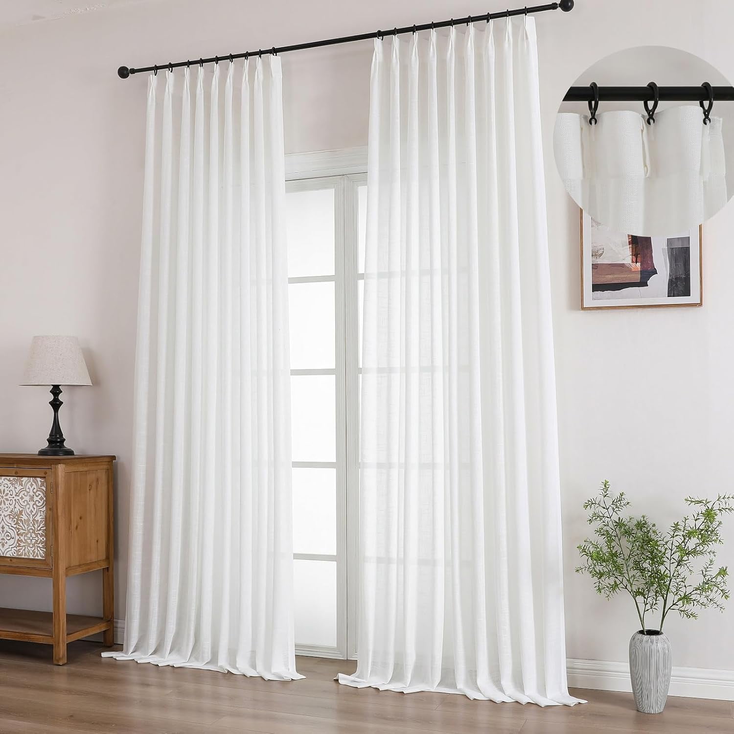 Off White Pinch Pleated Sheers 90 Inch Curtains 2 Panels Set Custom ...