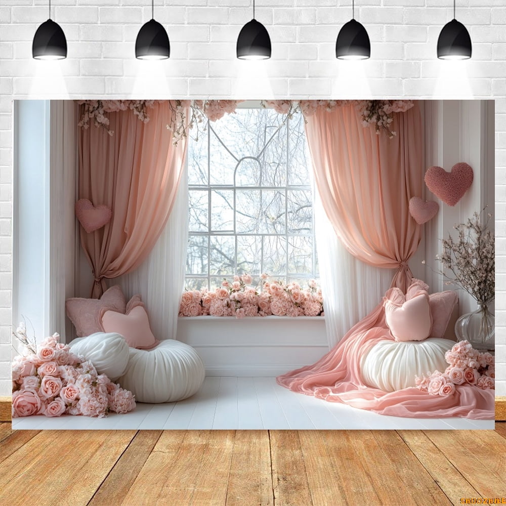 White Pink Floral Valtine's Day Photography Backdrop Bridal Shower ...