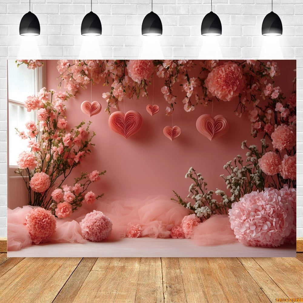 White Pink Floral Valtine's Day Photography Backdrop Bridal Shower ...