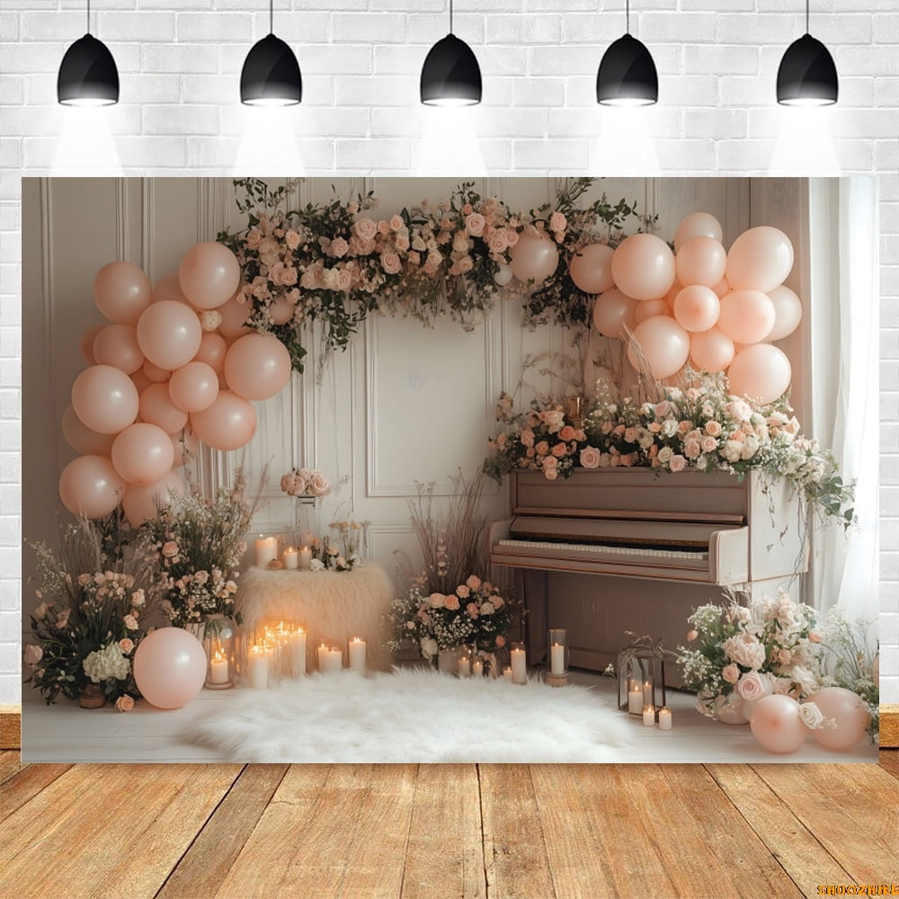 White Pink Floral Valtine's Day Photography Backdrop Bridal Shower ...