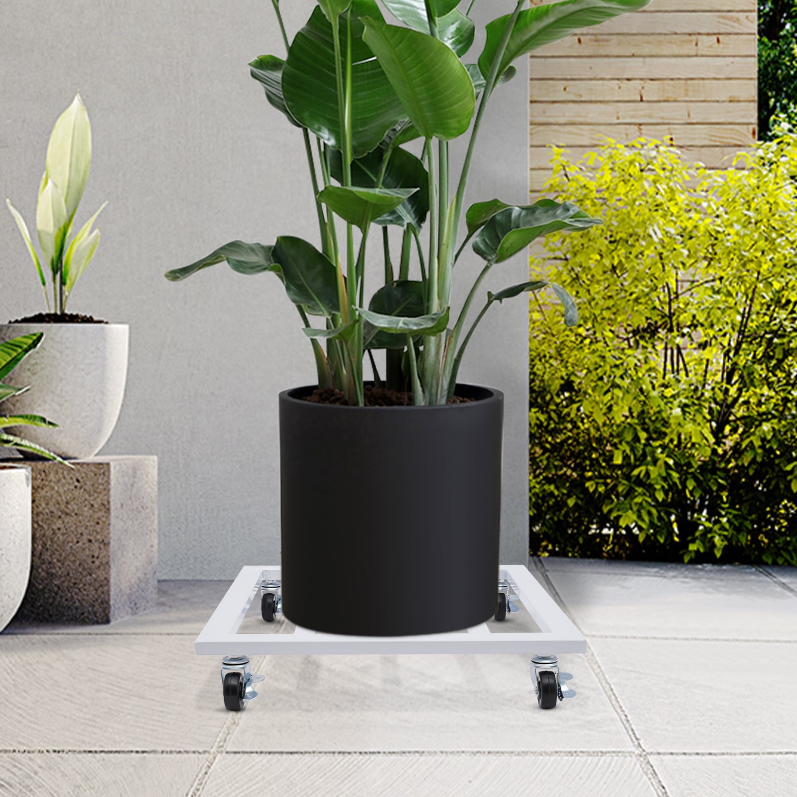 White Plant Tray, Flowerpot Tray Rack Simple, Modern Plant Rolling ...