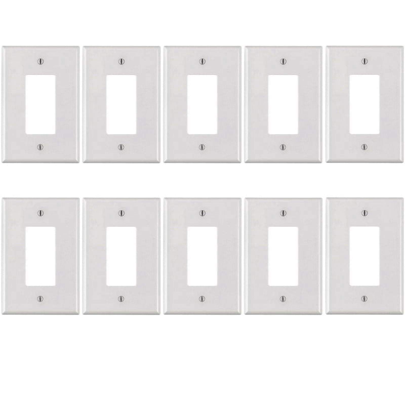 White Plastic 1-Gang Decora Style Wall Face Plate White (10 Pack ...