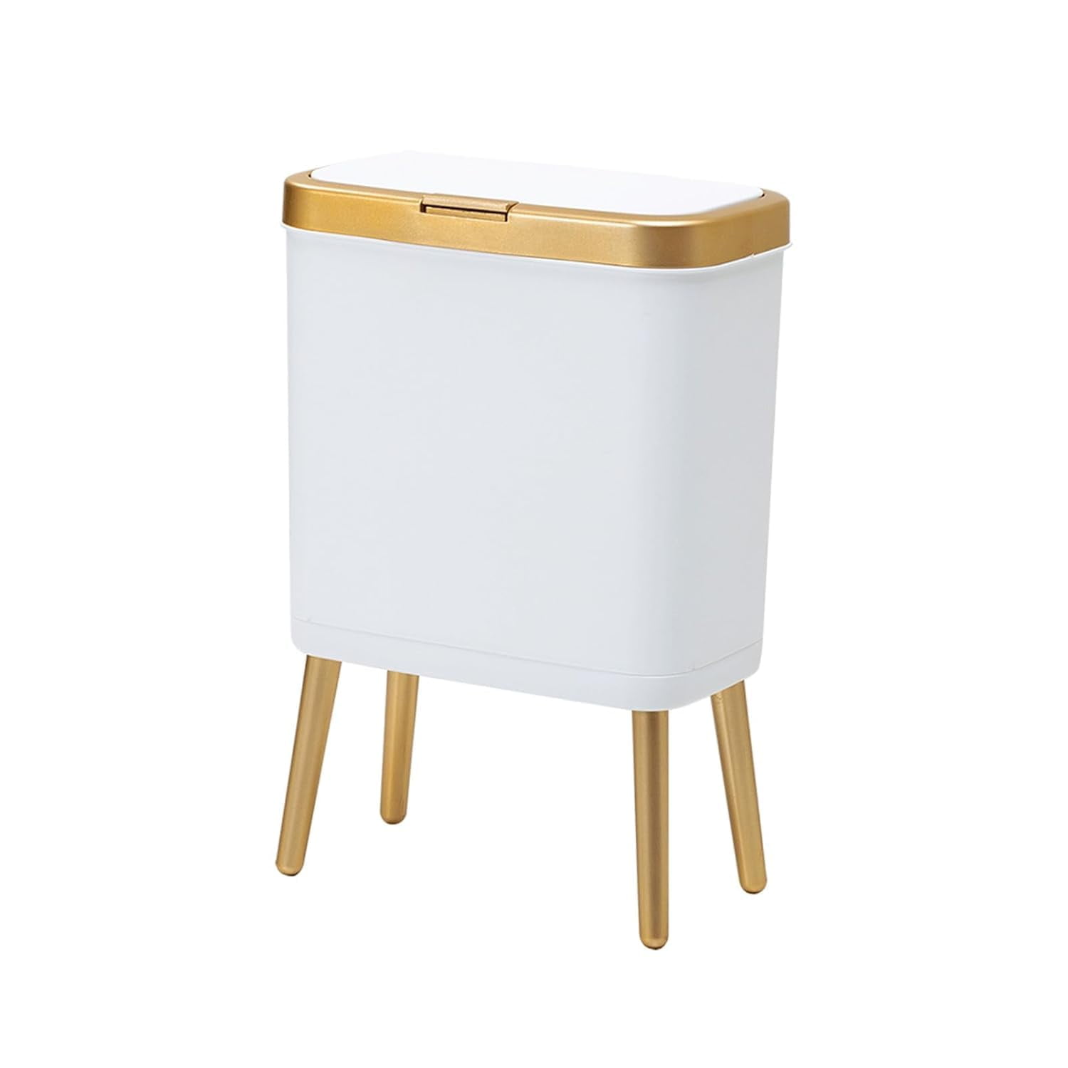 White Plastic Adjustable Height 13 Gallon Rectangular Trash Can with ...