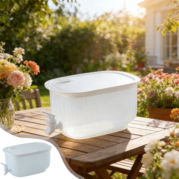 White Plastic Beverage Dispenser with Spigot, 4L Food-Grade Pitcher ...