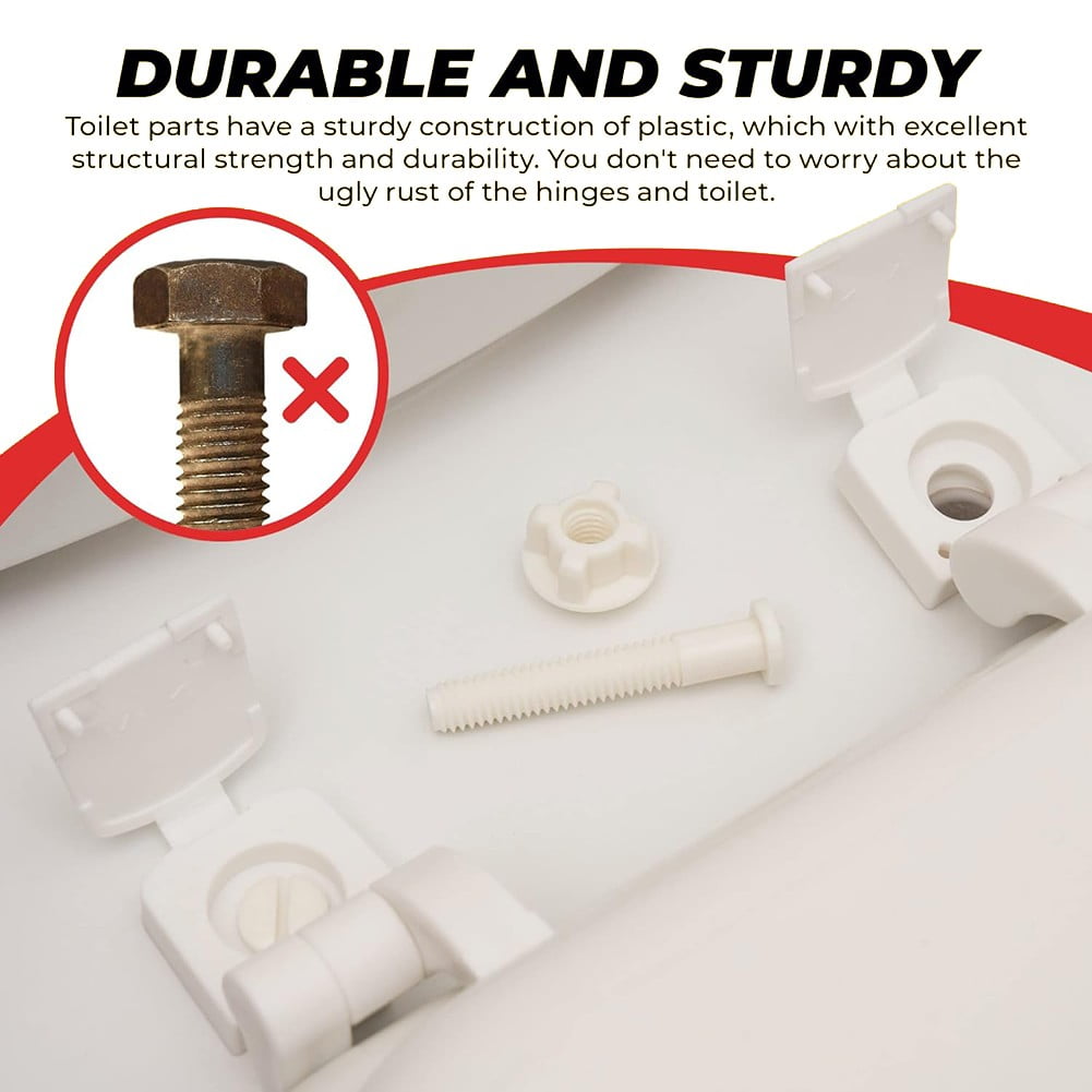 White Plastic Bolt Screw Nut Kit for Reliable Toilet For Seat Hinge ...