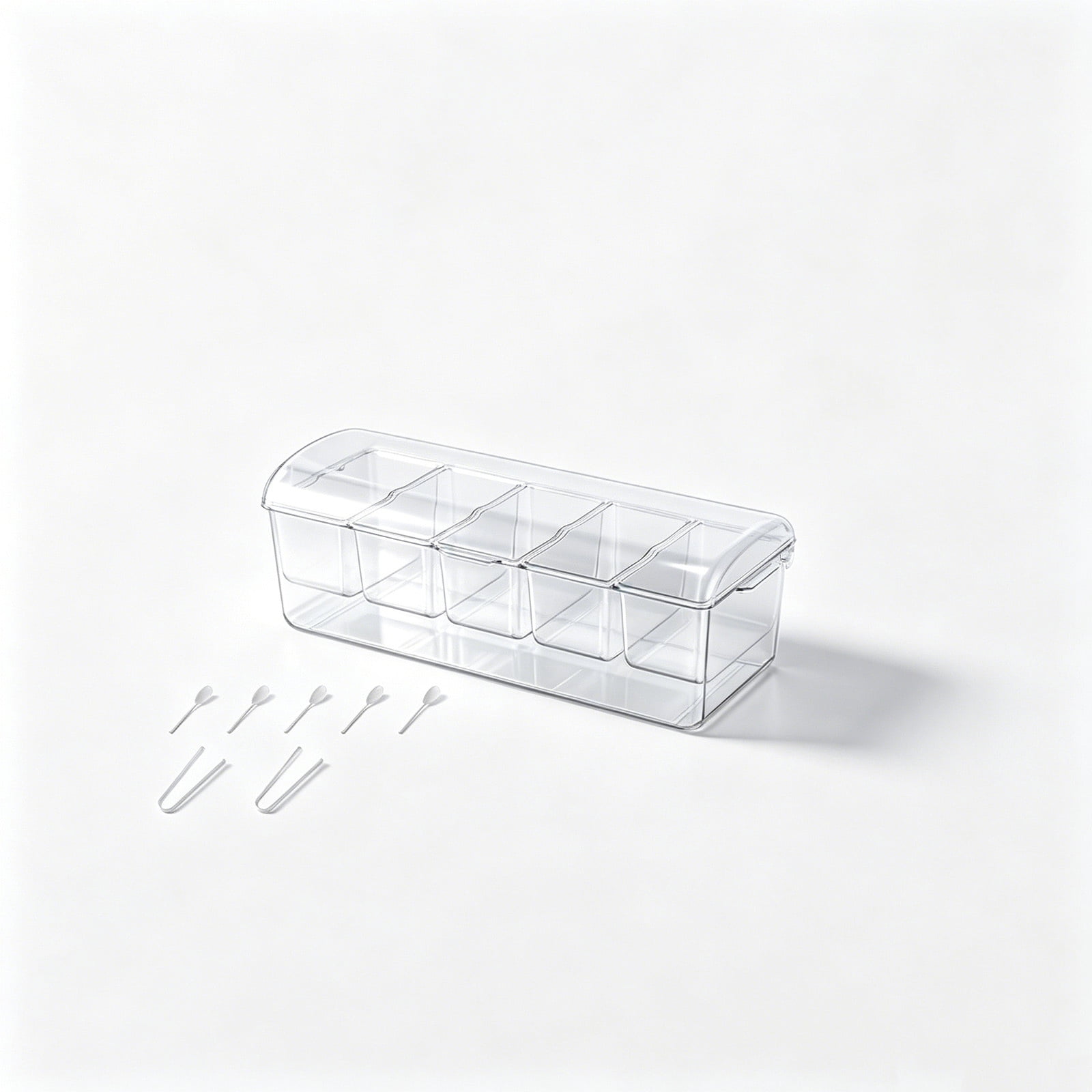 White Plastic Compartment Fruit Storage Box with Lid, Bento Salad ...