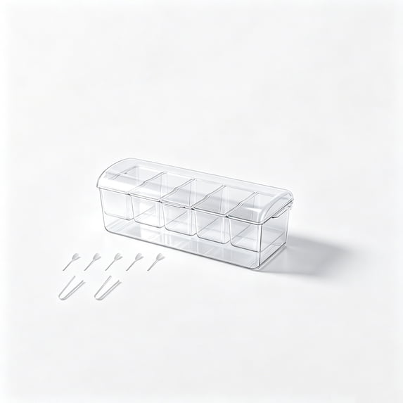 White Plastic Compartment Fruit Storage Box with Lid, Bento Salad ...