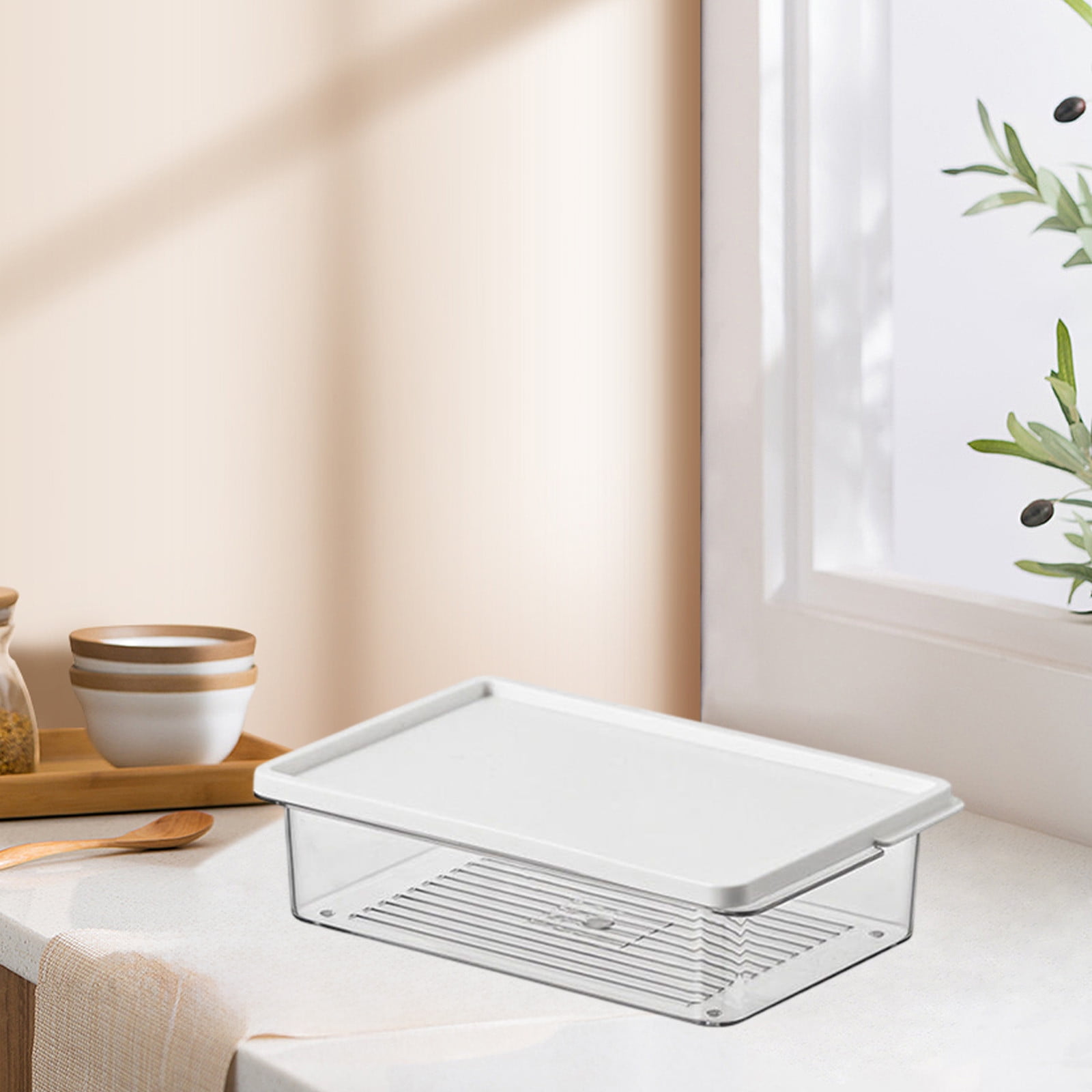 White Plastic Food Storage Container | Flip Lid Cheese Dispenser ...