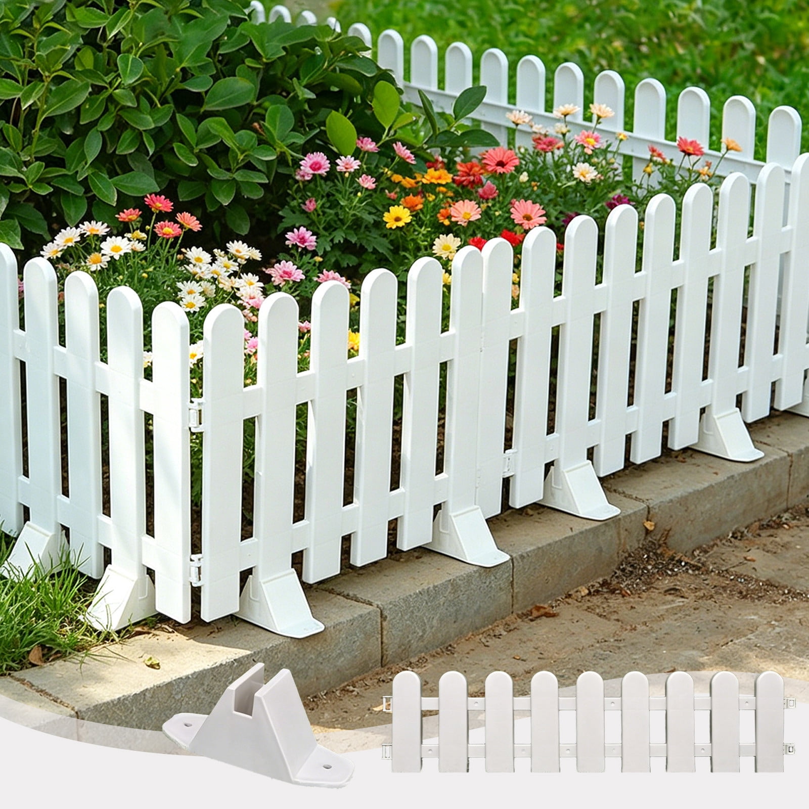 White Plastic Garden Fence with Stakes, Decorative Border Fencing for ...