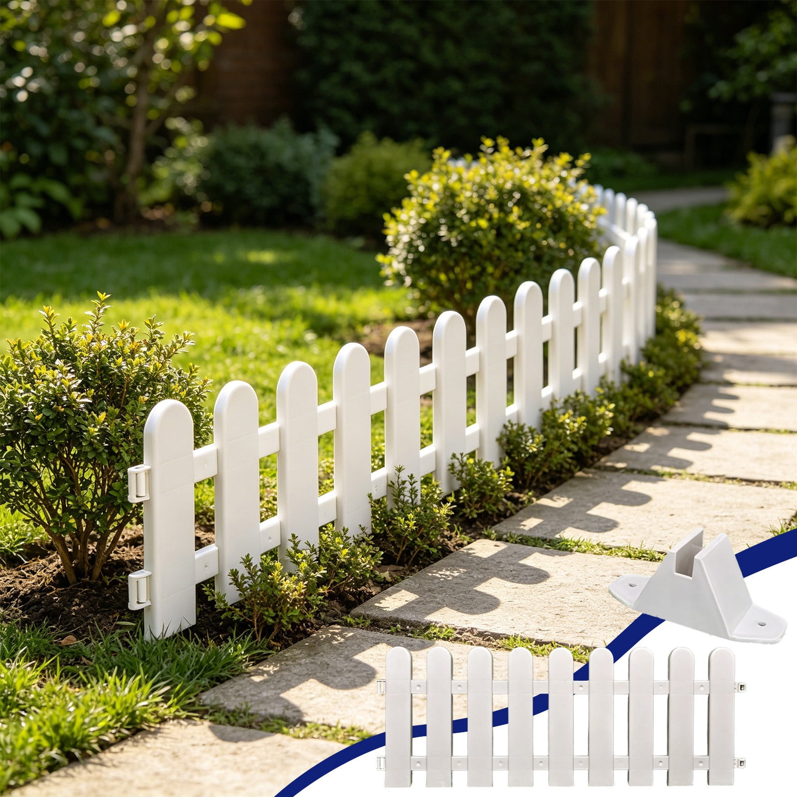 White Plastic Garden Fence with Stakes, Decorative Border Fencing for ...