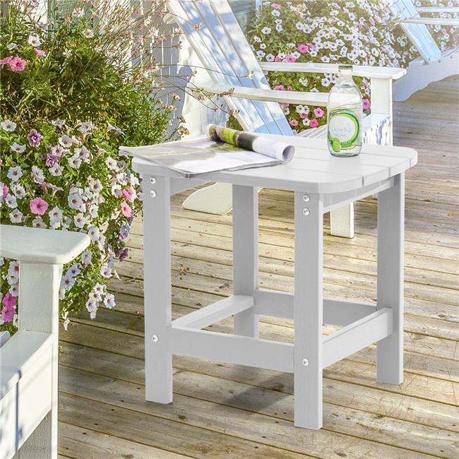 White Plastic Outdoor Side Table, Patio Adirondack Square End Table ...