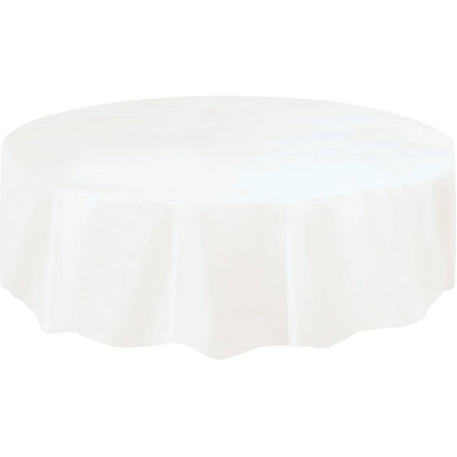 White Plastic Party Tablecloth, Round, 84in - Walmart.com