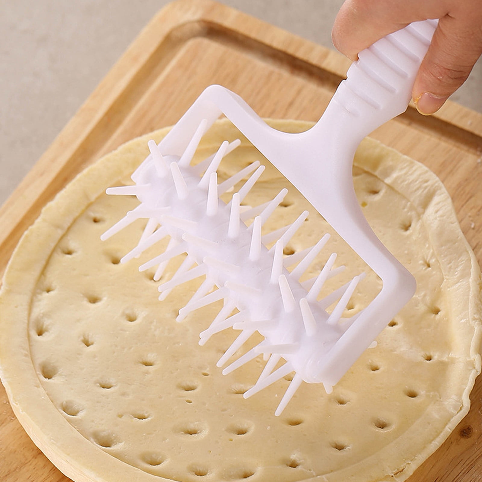 White Plastic Pizza Dough Roller with Pressure Holes | Kitchen Baking Tool for Homemade Pizza ...