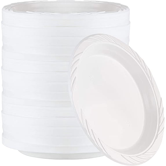 White Plastic Plates - [400 Count] Disposable Plastic Plates, Microwave ...