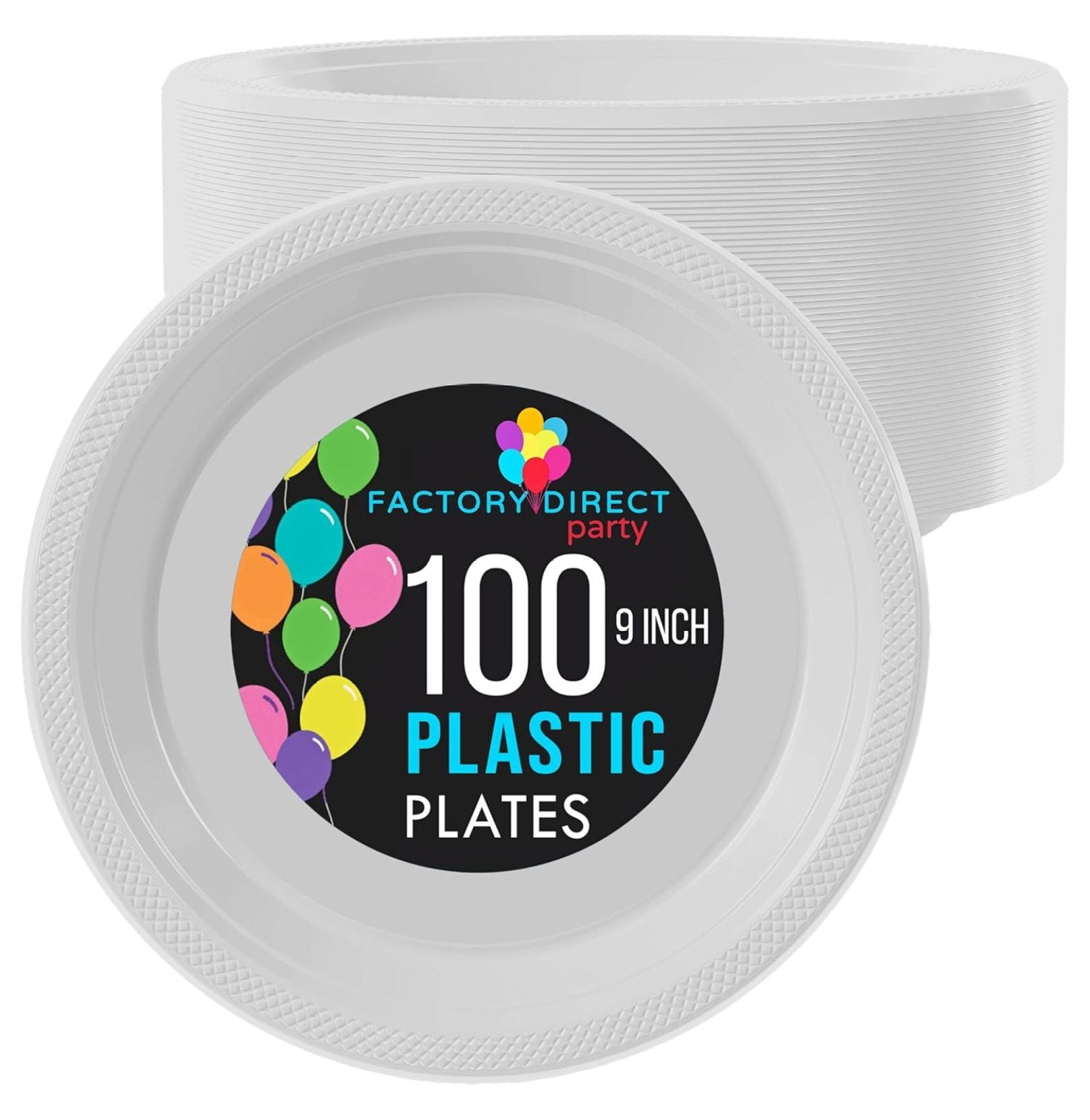 White Plastic Plates For Party 9" White Disposable Plates For Party ...