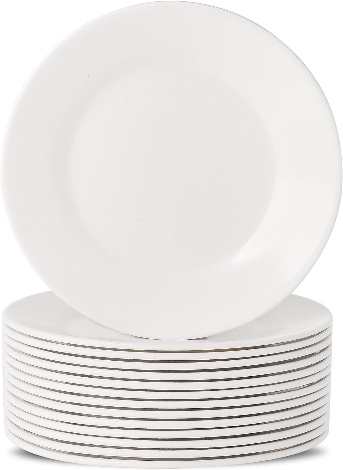 XINLTC-White Plastic Dinner Plates Set of 14, 9 inch Melamine Serving ...