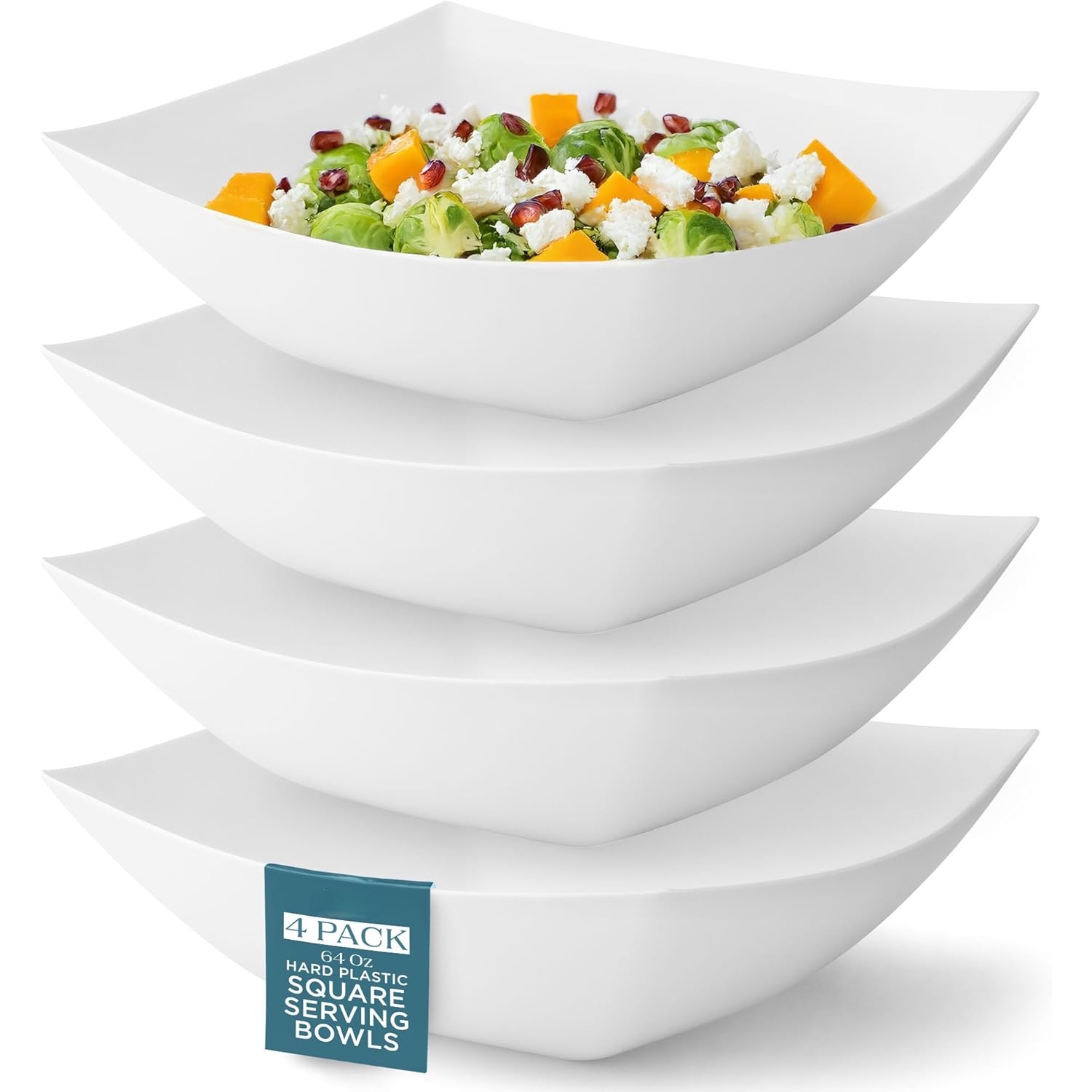 White Plastic Serving Bowls Disposable - Square Bowls - Square Candy ...