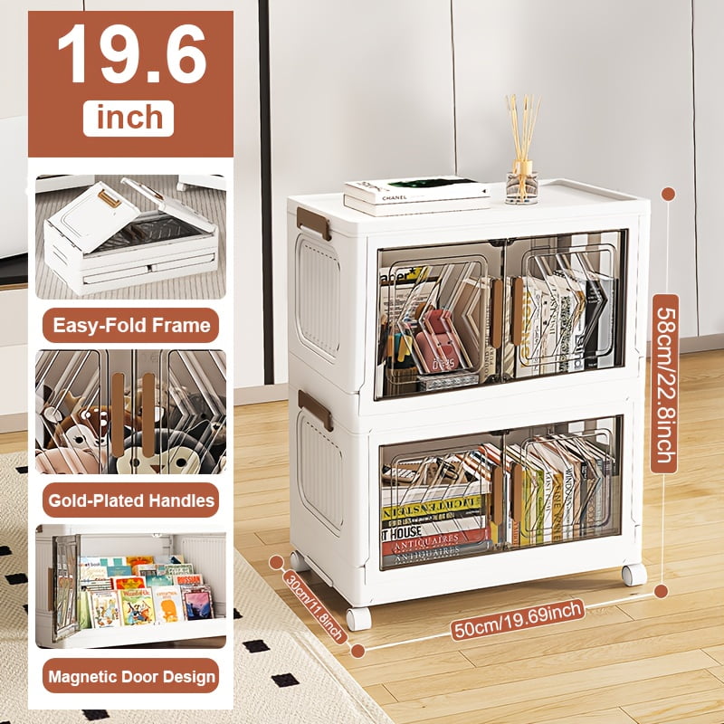 White Plastic Storage Bins with Lids, Collapsible and Stackable ...