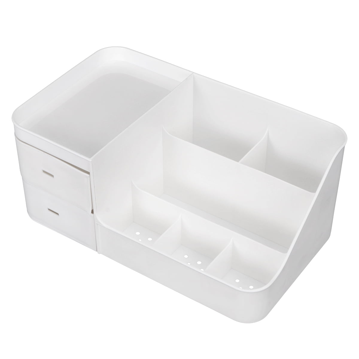 White Plastic Storage Tray with Smooth Drawers for Organizing Makeup ...