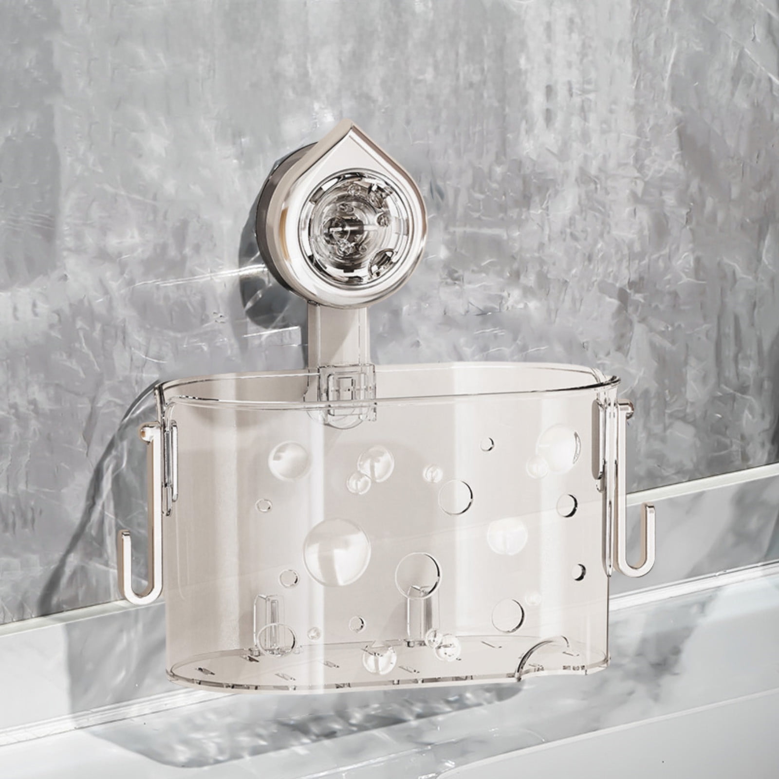 White Plastic Suction Cup Wall Mounted Storage Rack Multifunctional ...