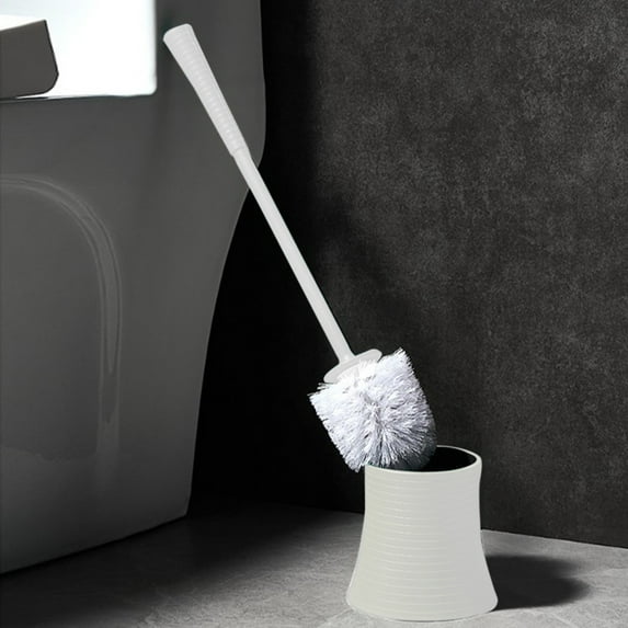White Plastic Toilet Brush Set with Base | Long-Lasting Rust-Resistant ...