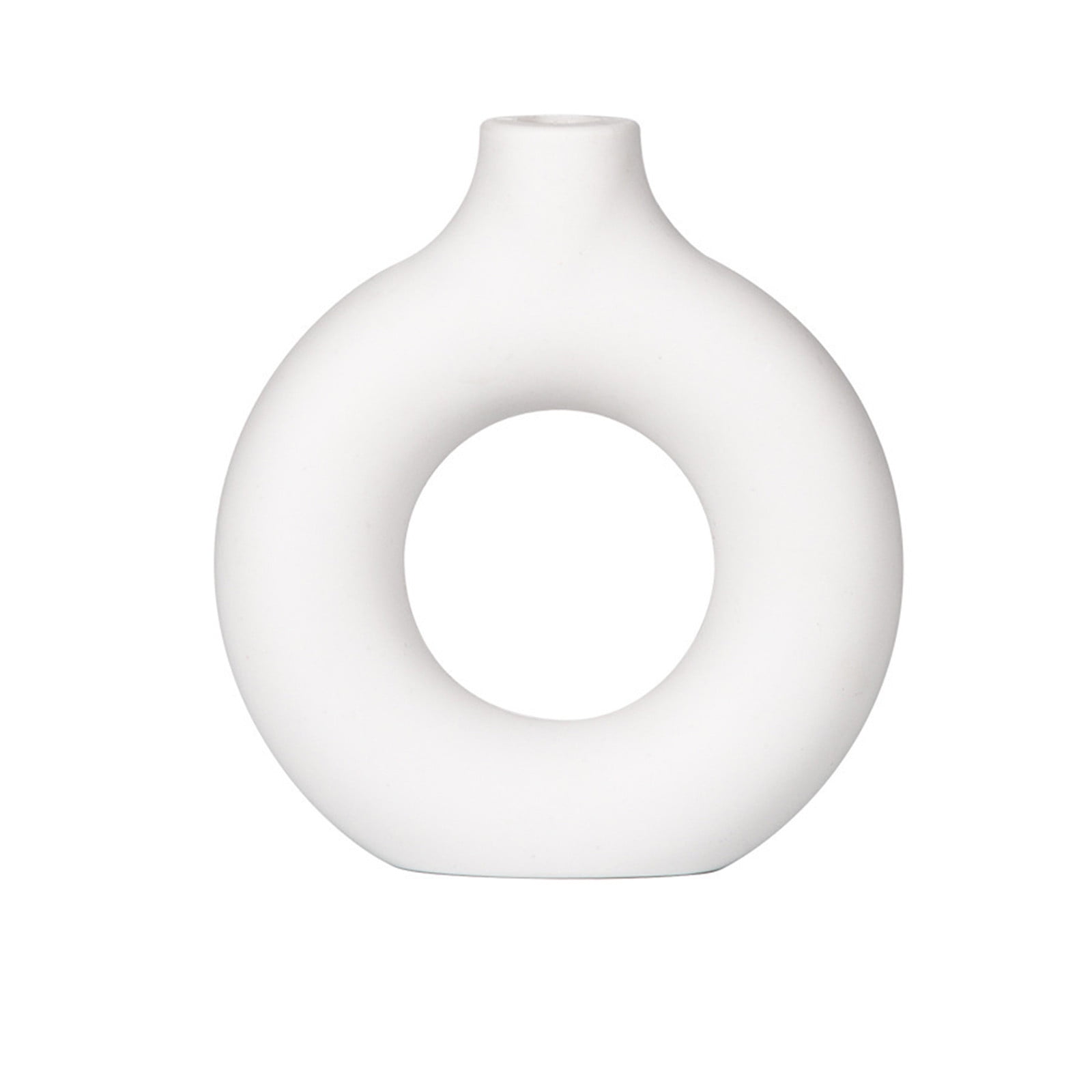 White Plastic Vase - for Modern Home Decor,Round Matte Pampas Flower ...