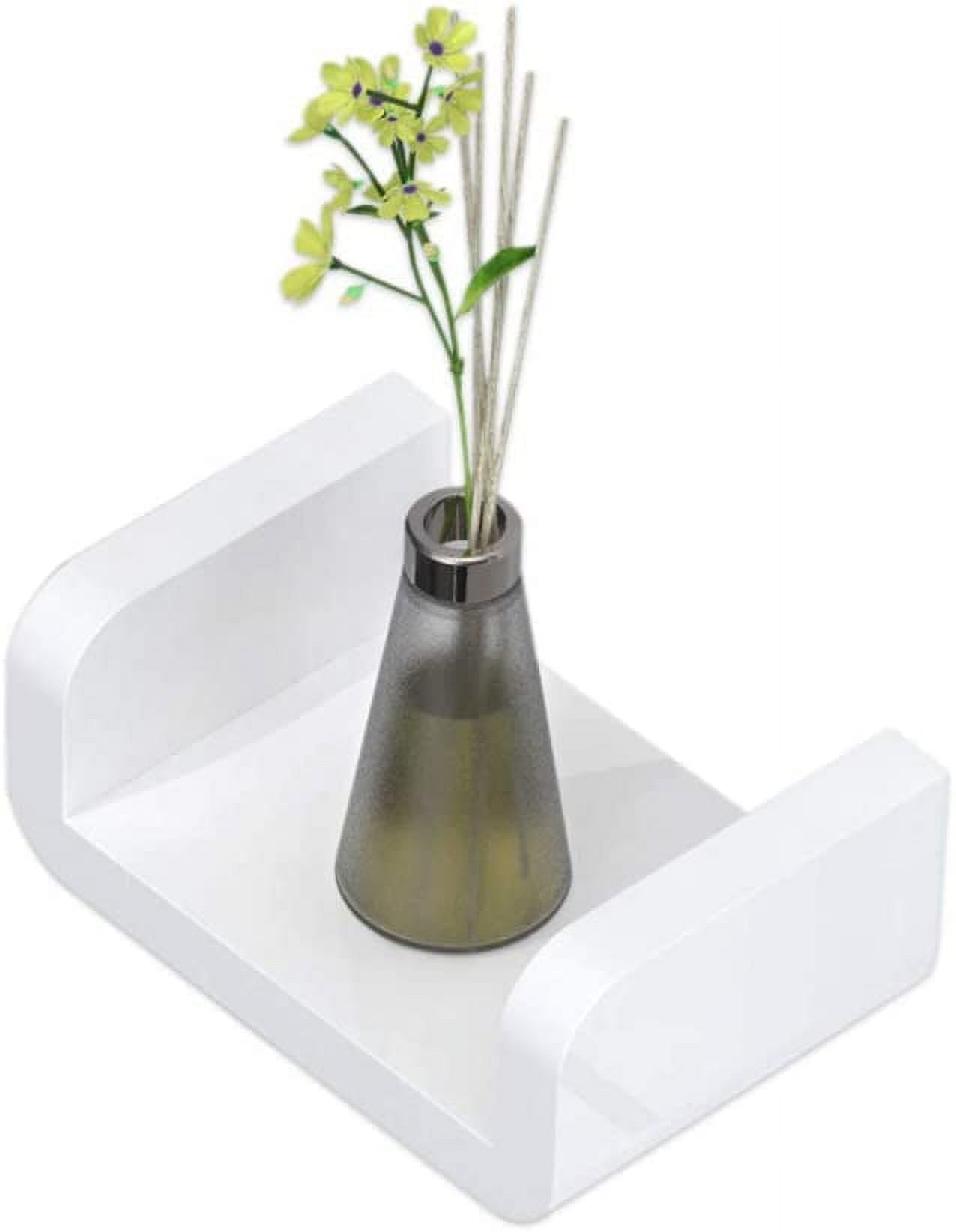 White Plastic Wall Mount Bathroom Shelves, Suction Cup U Shaped ...