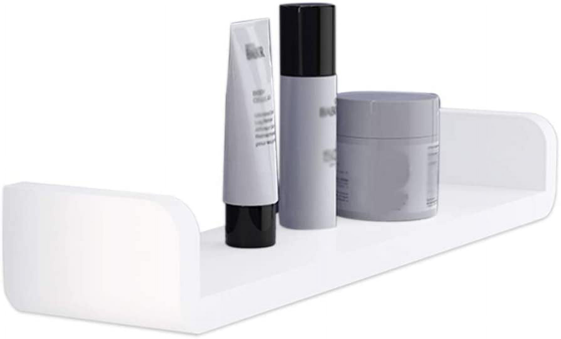 White Plastic Wall Mount Bathroom Shelves, Suction Cup U Shaped ...